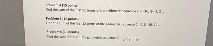 Solved Problem 4 15 Points Find The Sum Of The First 51