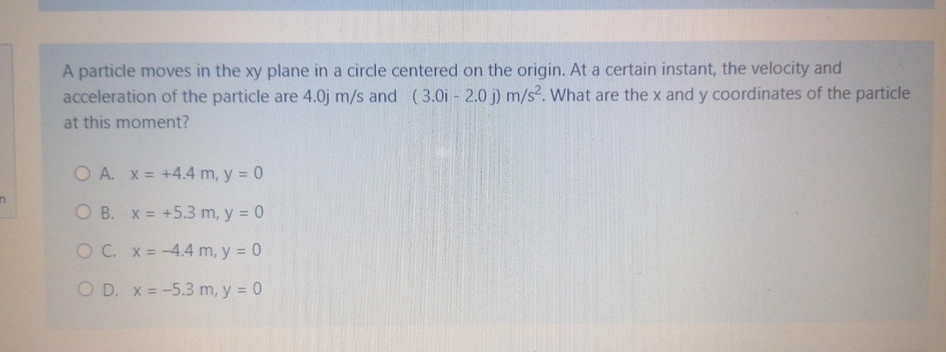 Solved A particle moves in the xy plane in a circle centered | Chegg.com