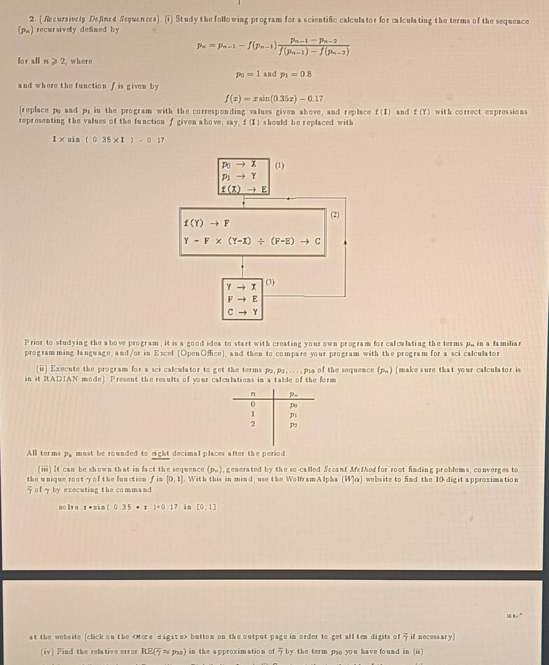 Solved 2. ( Recursively Defined Seguences). (i) Study the | Chegg.com