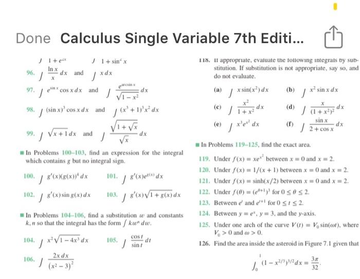 Solved Done Calculus Single Variable 7th Editi... 1 1+ Inx | Chegg.com
