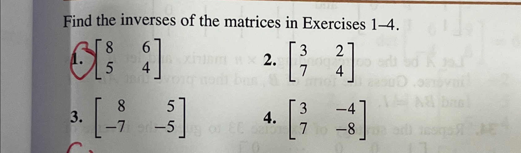 Solved Find the inverses of the matrices in Exercises | Chegg.com