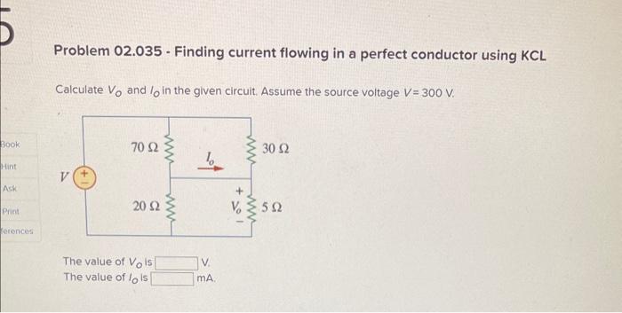 Solved Problem 02.035 - Finding current flowing in a perfect | Chegg.com