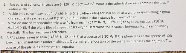 Solved The parts of spherical triangle are | Chegg.com