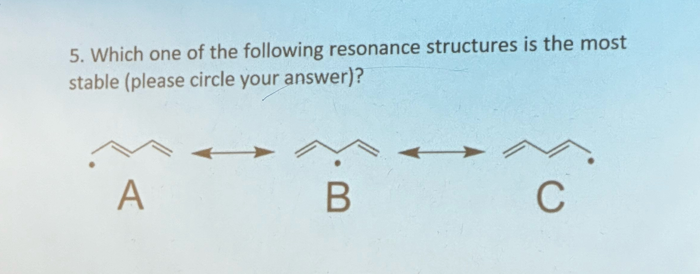Solved Which one of the following resonance structures is | Chegg.com