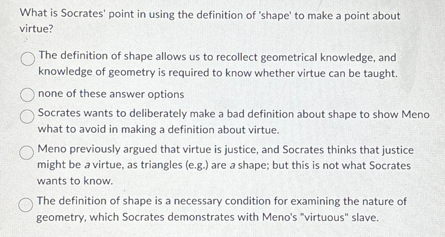 Solved What is Socrates' point in using the definition of | Chegg.com