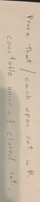 Solved Every open set in R is a countable union of closed | Chegg.com