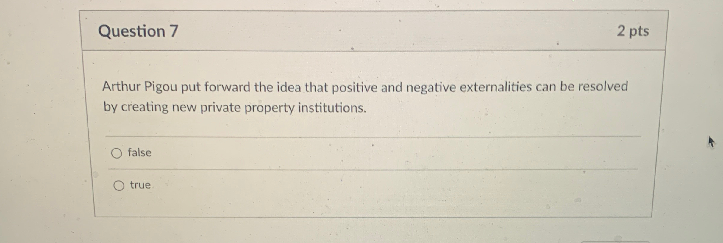 Solved Question 72 ﻿ptsArthur Pigou put forward the idea | Chegg.com