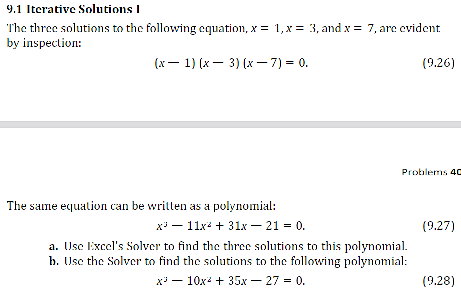 Solved 9.1 ﻿Iterative Solutions IThe three solutions to the | Chegg.com