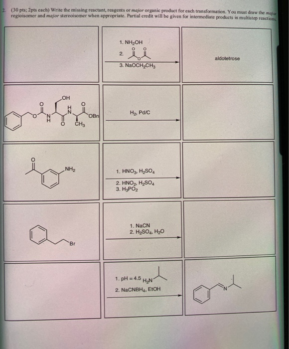 Solved 2 (30 pts: 2pts each) Write the missing reactant, | Chegg.com