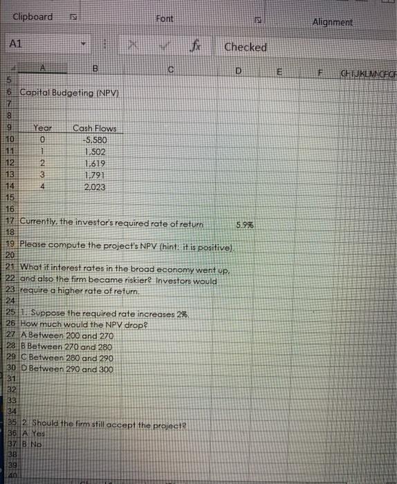 Solved Clipboard Font Alignment A1 Ja Checked B E | Chegg.com