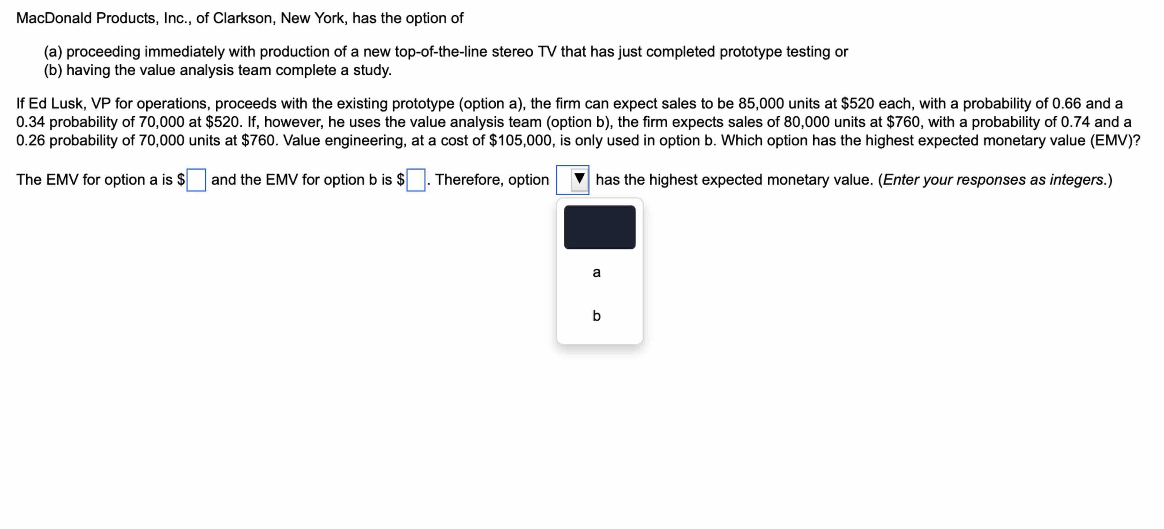 Solved MacDonald Products, Inc., of Clarkson, New York, has | Chegg.com