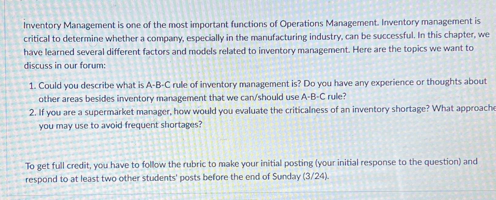 Solved Inventory Management is one of the most important | Chegg.com