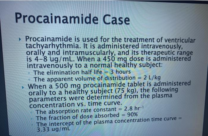 Procainamide Case Procainamide is used for the | Chegg.com