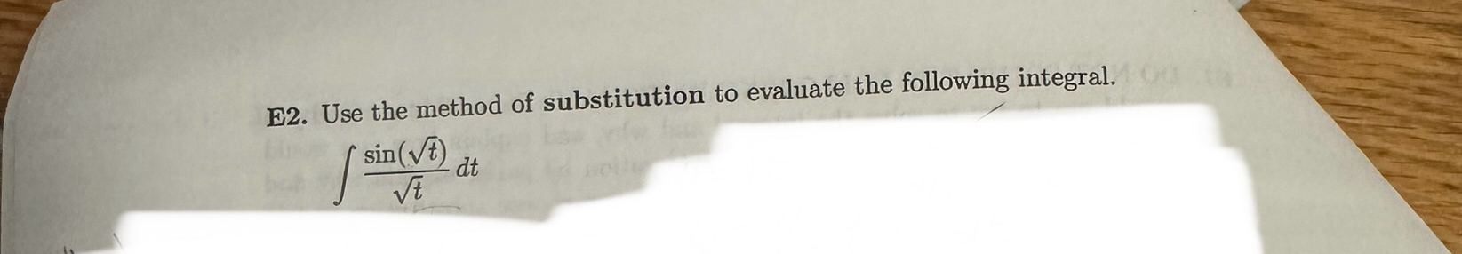 Solved E2. ﻿Use the method of substitution to evaluate the | Chegg.com