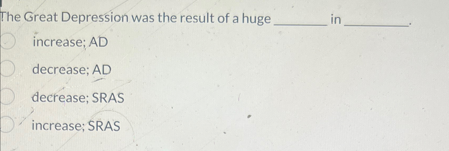 Solved The Great Depression was the result of a huge ﻿in | Chegg.com