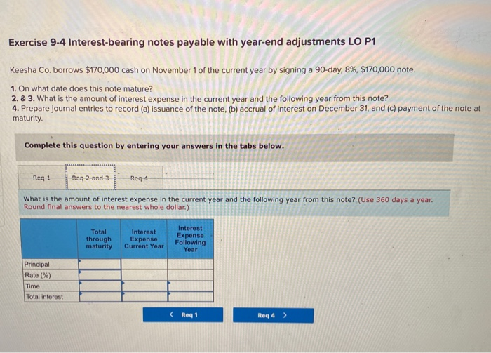Solved Exercise 9-4 Interest-bearing notes payable with | Chegg.com