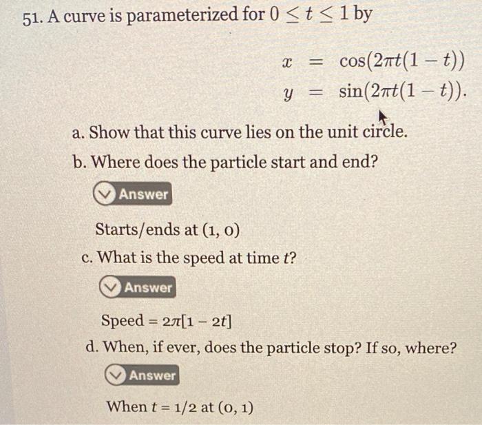 Solved 51. A curve is parameterized for 0 | Chegg.com