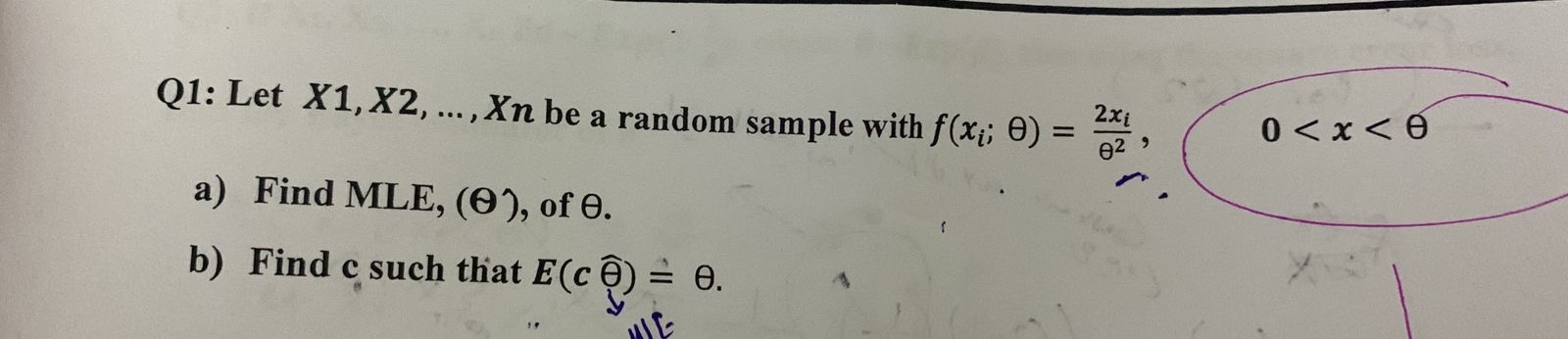 Solved Q1: Let x1,x2,dots,xn ﻿be a random sample with | Chegg.com
