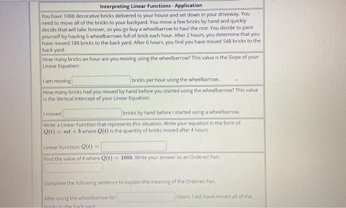 Solved Interpreting Linear Functions - Application You have | Chegg.com