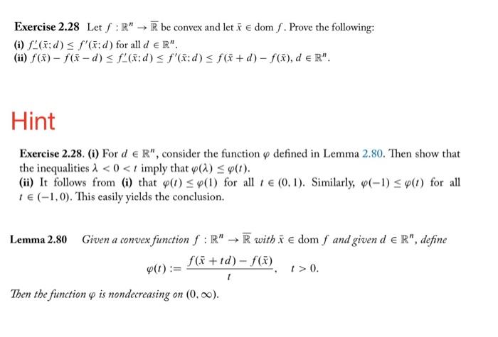 Solved Exercise 2 28 Let F Rn→r Be Convex And Let Xˉ∈domf
