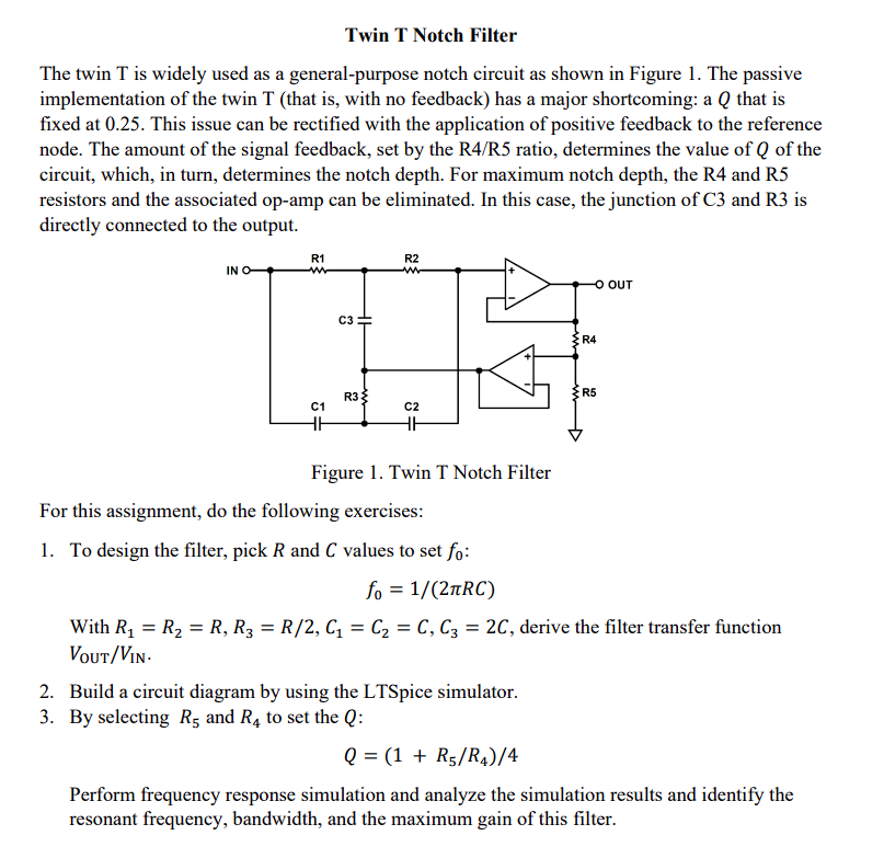 Show all steps for transfer function please! Twin T | Chegg.com