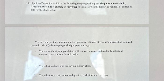 Solved 18. (5 points) Determine which of the following | Chegg.com