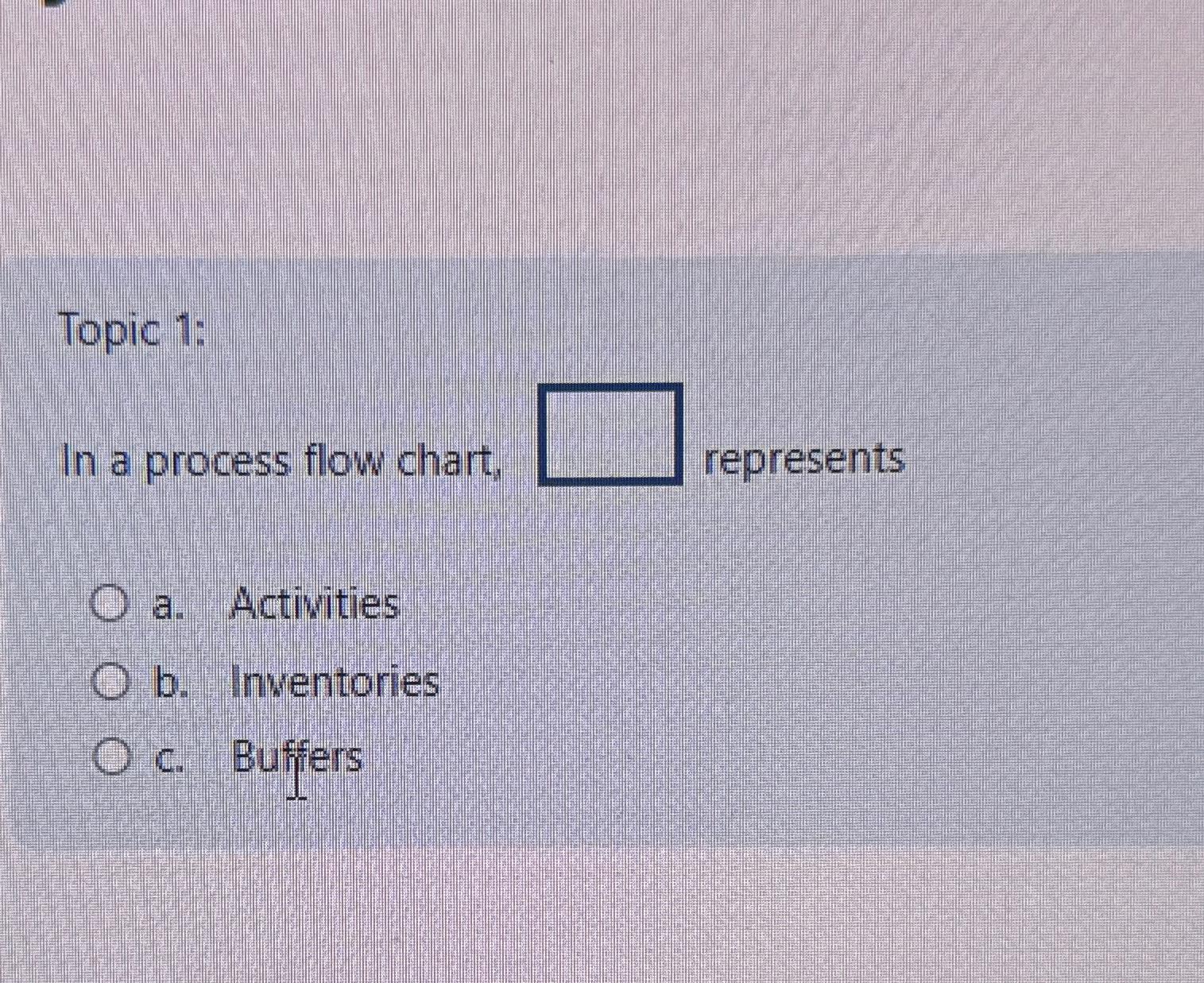 Solved Topic 1:In a process flow chart, representsa. | Chegg.com