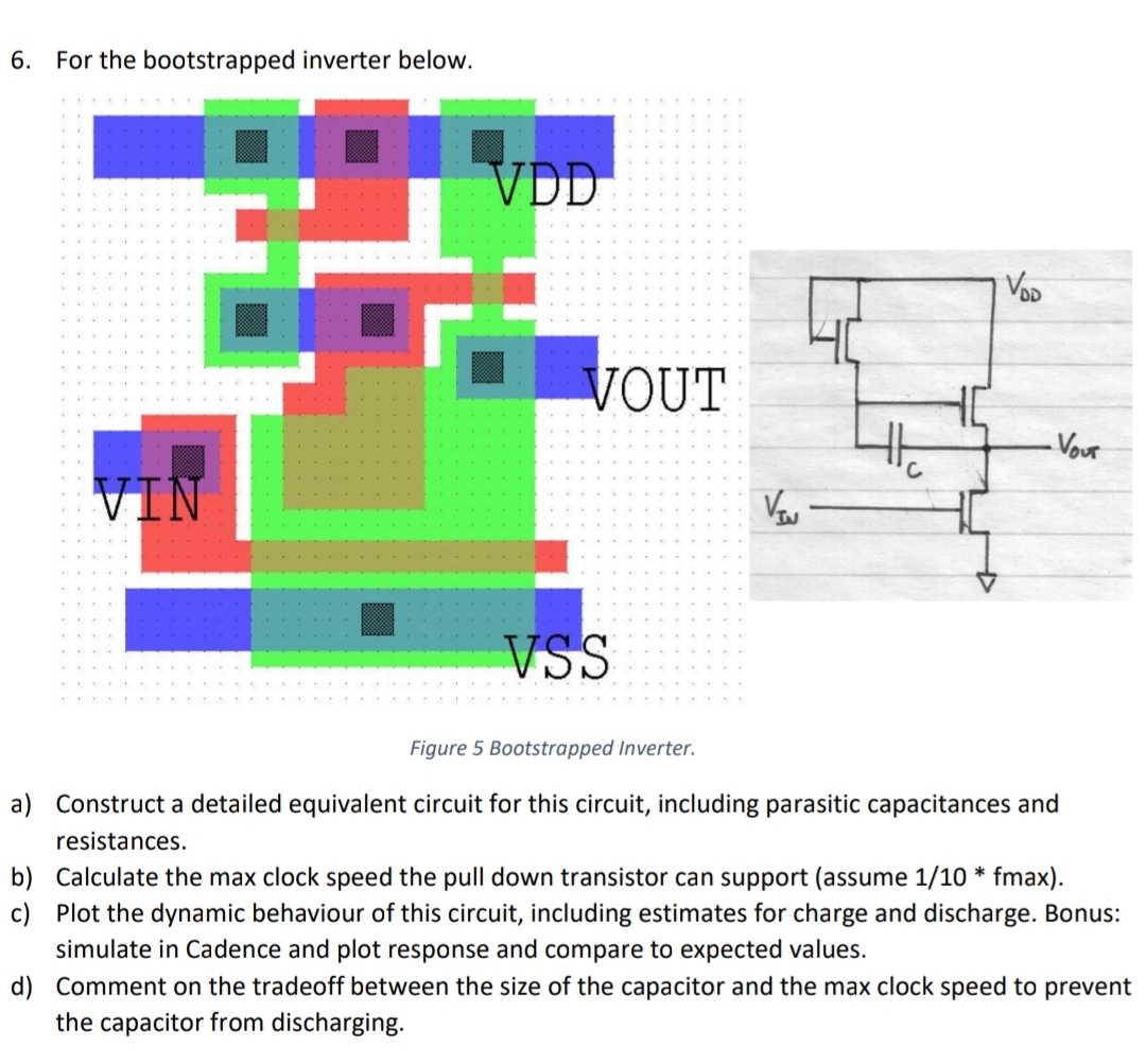 Solved For the bootstrapped inverter below.Figure 5 | Chegg.com