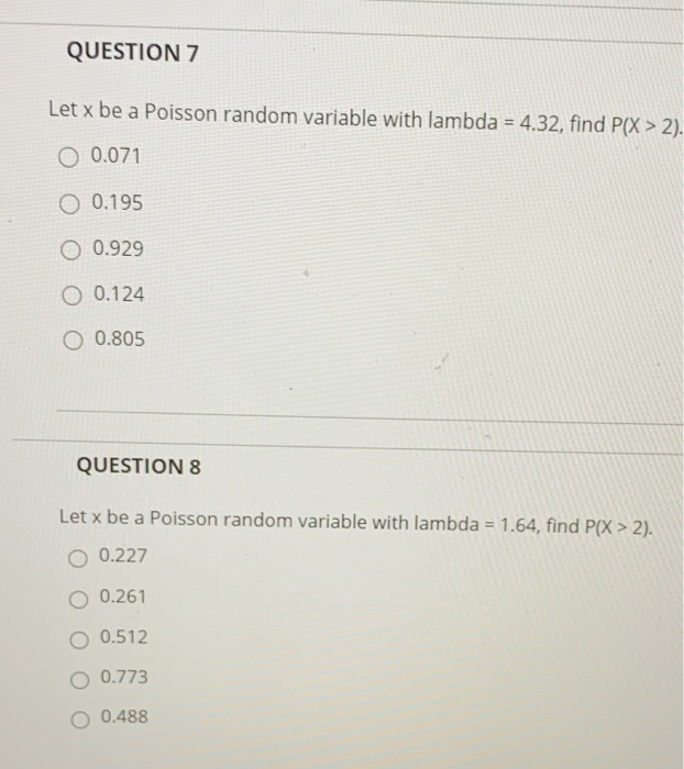 Solved QUESTION 1 Let x be a Poisson random variable with | Chegg.com