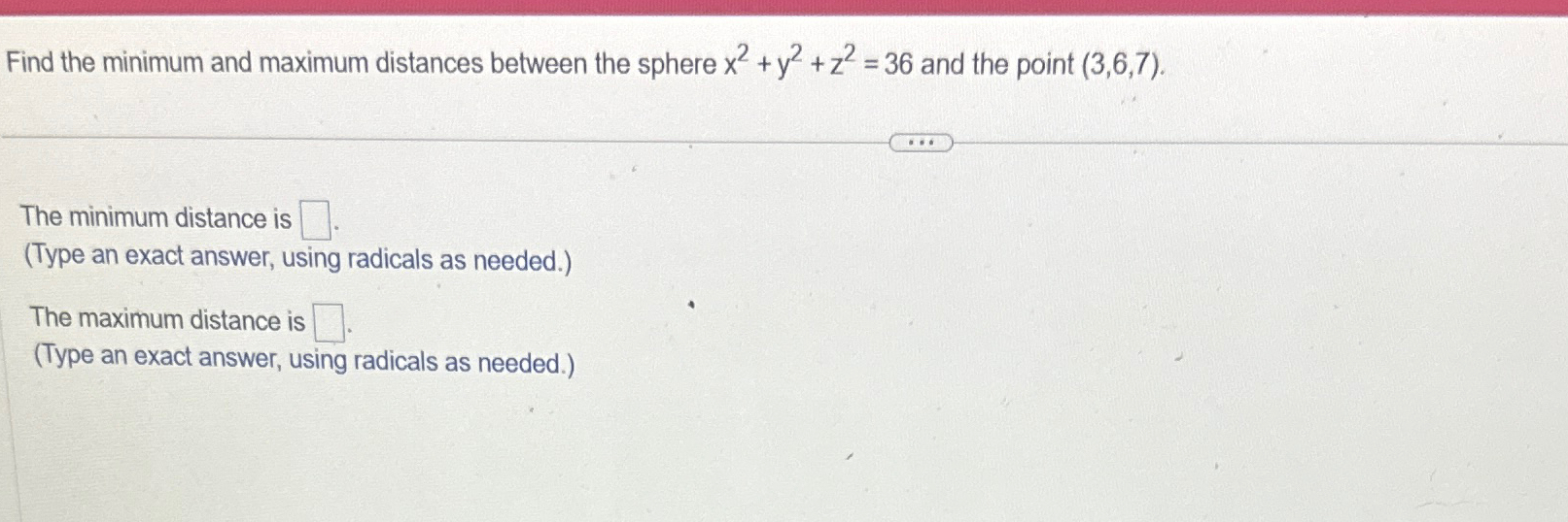 Solved Find the minimum and maximum distances between the | Chegg.com