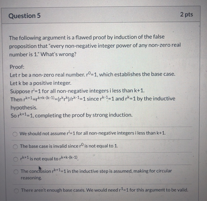 Solved Question 5 2 pts The following argument is a flawed | Chegg.com