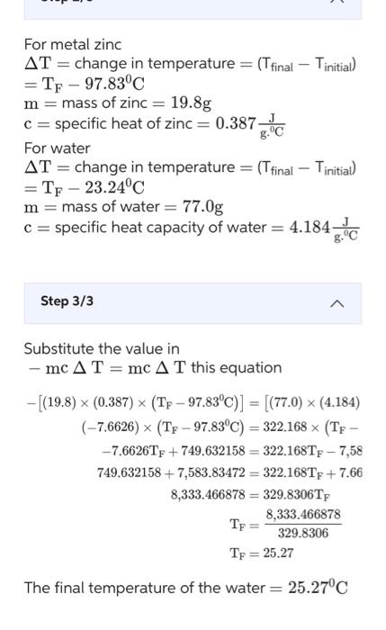 Solved How did they get 0.387J/g•c for specific heat of | Chegg.com