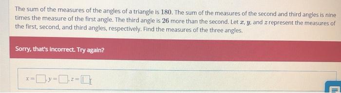 Solved The sum of the measures of the angles of a triangle | Chegg.com
