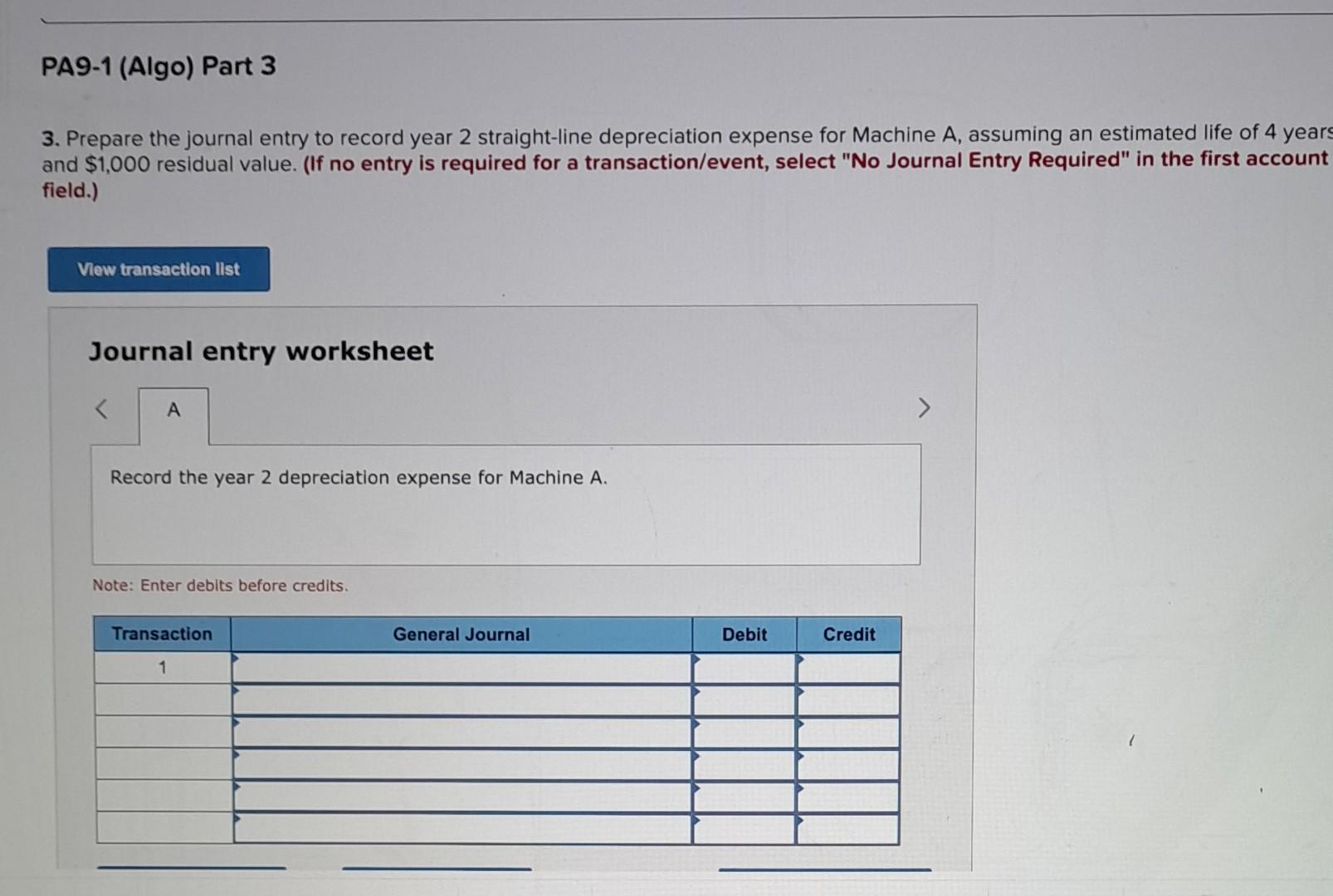 Solved Required information PA9-1 (Algo) Computing | Chegg.com