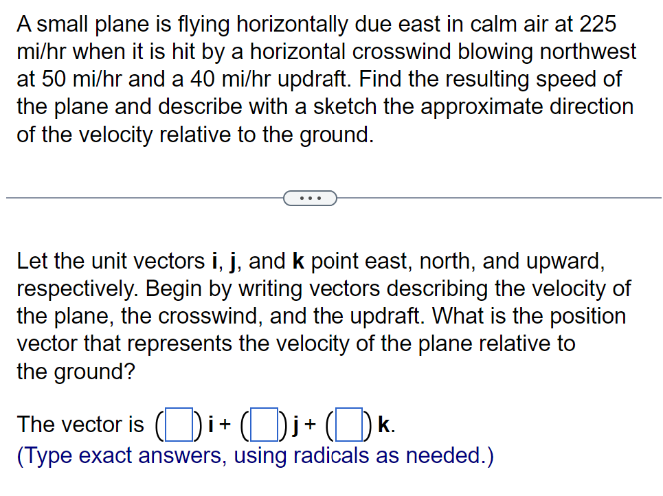 A small plane is flying horizontally due east in calm | Chegg.com