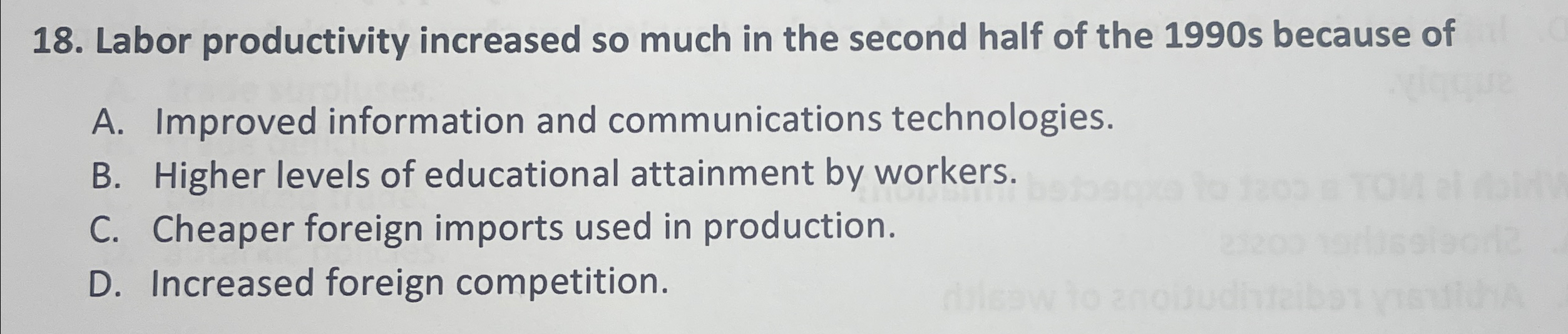 Solved Labor productivity increased so much in the second | Chegg.com