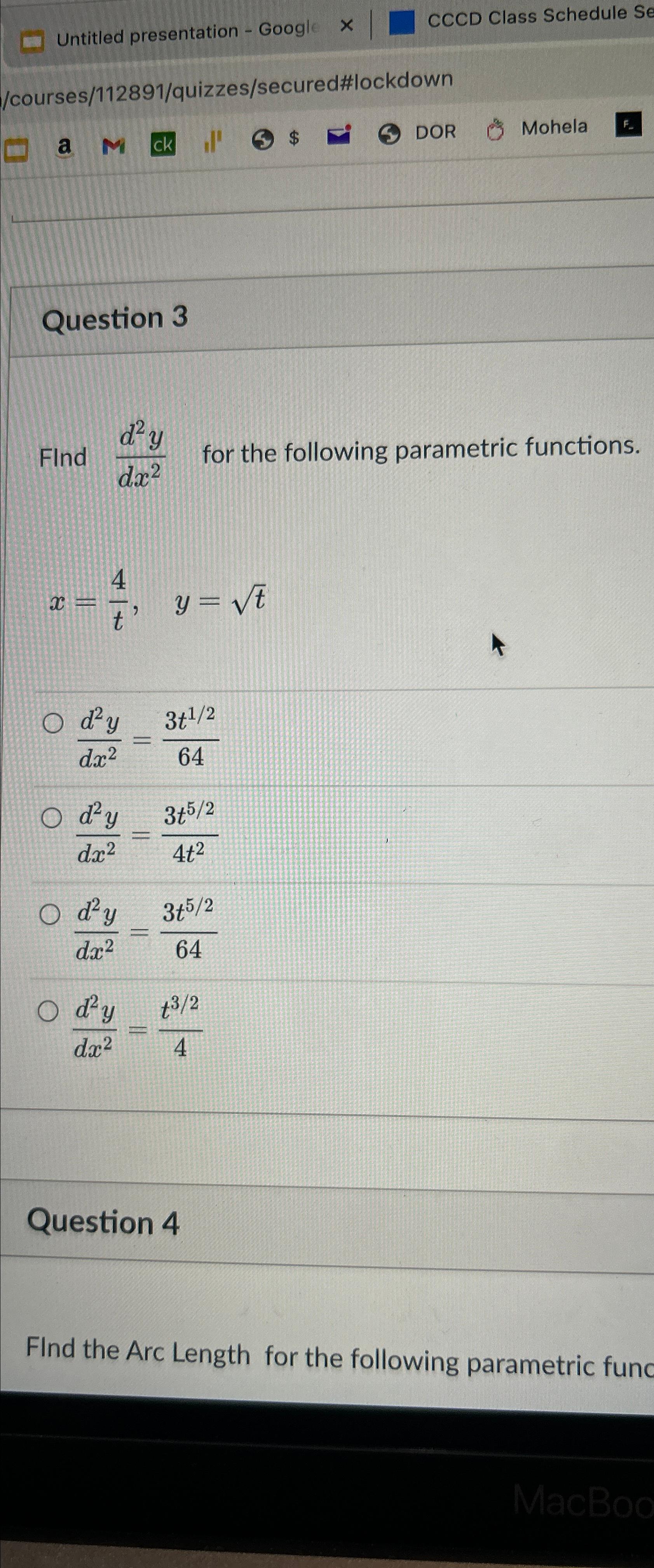 Solved Question 3FInd d2ydx2 ﻿for the following parametric | Chegg.com