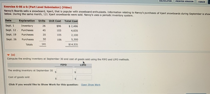 Solved Exercise 6-05 a-b (Part Level Submission) (Video) | Chegg.com