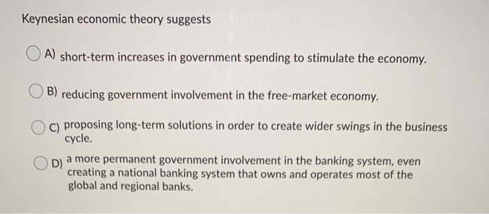 Solved Keynesian economic theory suggests A) short-term | Chegg.com