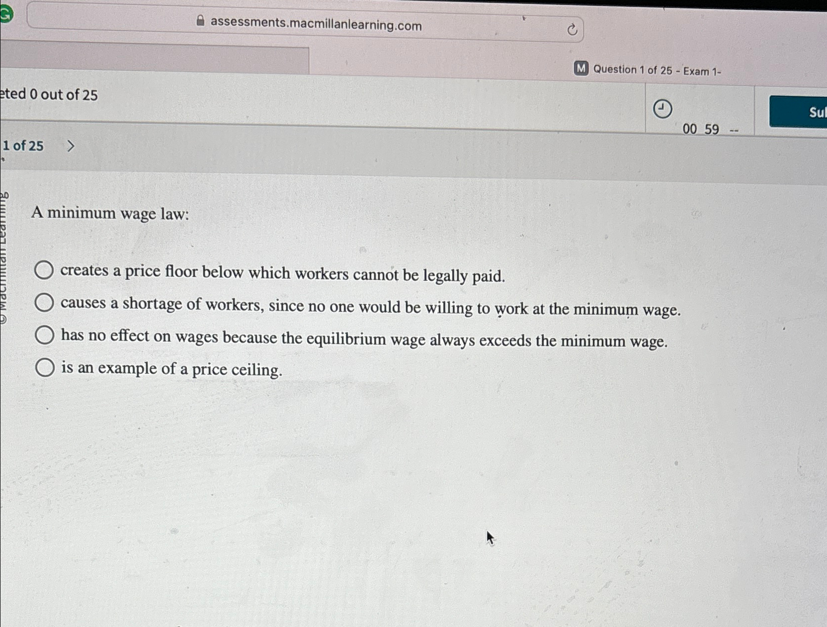 Solved assessments.macmillanlearning.comQuestion 1 ﻿of 25 - | Chegg.com