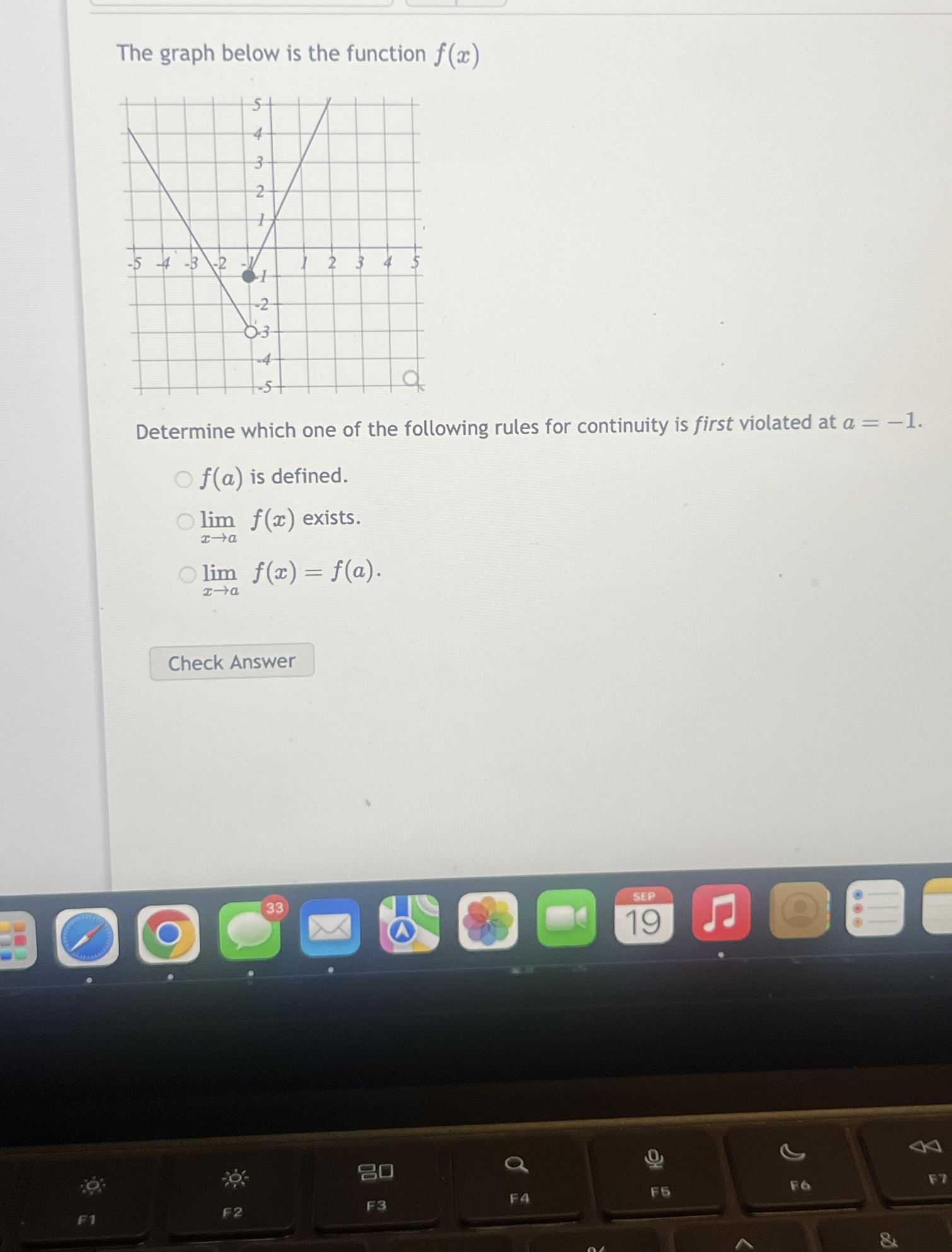Solved The graph below is the function f(x)Determine which | Chegg.com