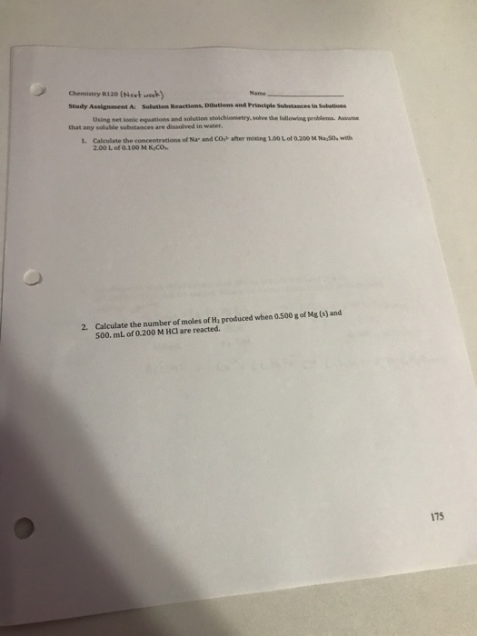 Solved Chemistry R120 (New ) Study Assignment Solution | Chegg.com