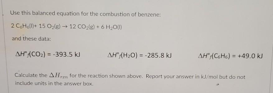 Solved Use this balanced equation for the combustion of | Chegg.com