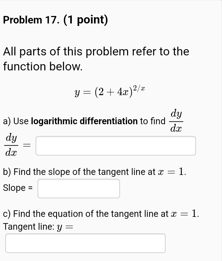 Solved Problem 17. (1 point)All parts of this problem refer | Chegg.com Solved Problem 17. (1 point)All parts of this problem refer | Chegg.com