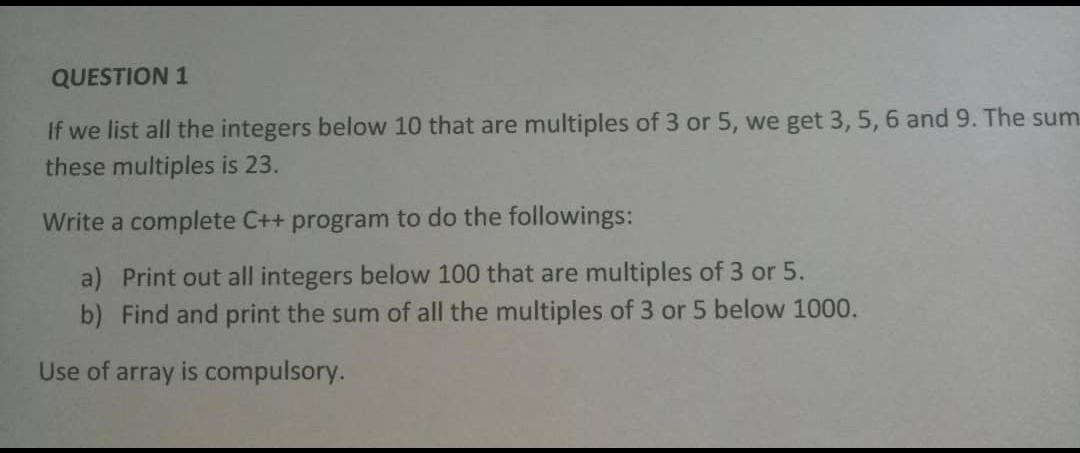 Solved QUESTION 1 If we list all the integers below 10 that | Chegg.com