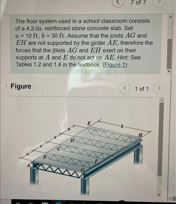 Solved 7 of 7 = The floor system used in a school classroom | Chegg.com