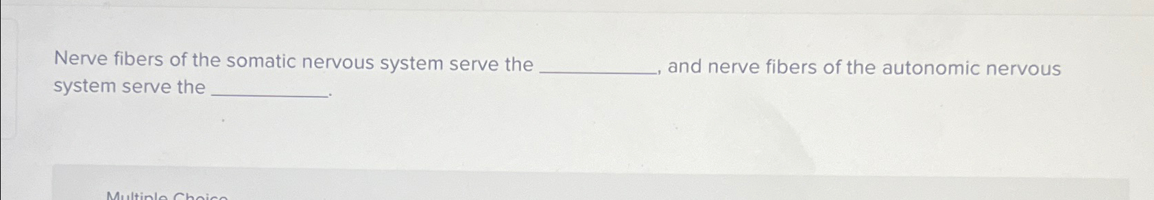 Solved Nerve fibers of the somatic nervous system serve the | Chegg.com