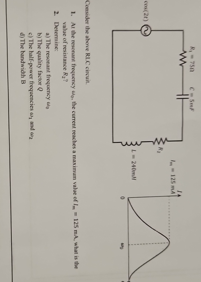 Consider the above RLC circuit.At the resonant | Chegg.com