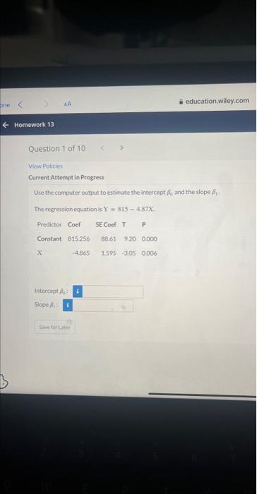 Solved Use the computer output to estimate the intercept ϕ0 | Chegg.com
