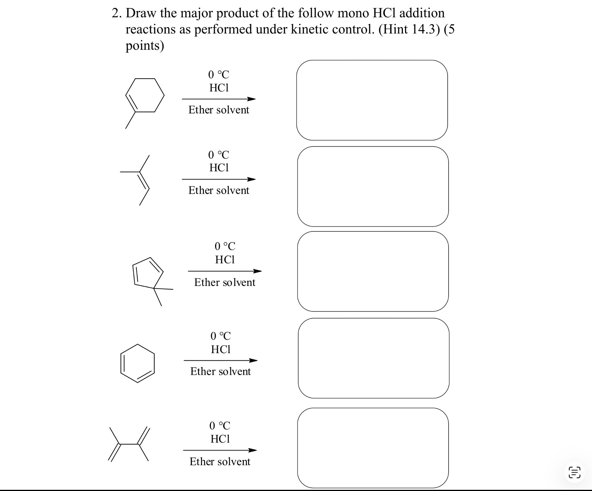 Solved 2. ﻿Draw the major product of the follow mono HCl | Chegg.com